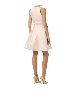 Elisabetta Franchi Ostrich Print Taffeta V-neck Dress