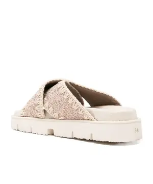 Mou Crochet-trim Crossover Strap Sandals