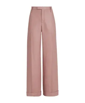 Brunello Cucinelli Diagonal Flared Trousers With Monili Decoration - Pink