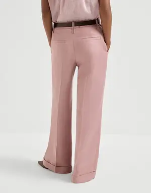 Brunello Cucinelli Diagonal Flared Trousers With Monili Decoration - Pink