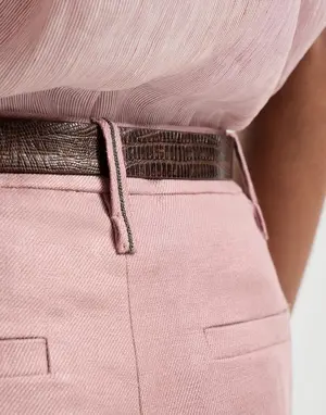 Brunello Cucinelli Diagonal Flared Trousers With Monili Decoration - Pink