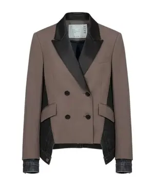 Sacai Color-blocked Double-breasted Jacket - Green