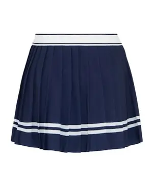 SPORTY  RICH Sporty & Rich Pleated Logo Mini Skirt