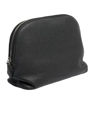 THE ROW Agnes Grain Leather Pouch - Black