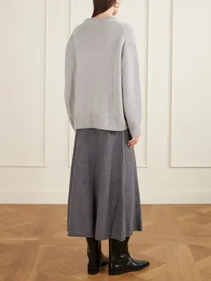 LISA YANG Renske Cashmere Crew Neck Sweater - Grey