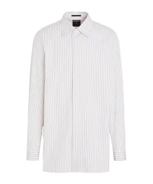 Zegna Centoventimila Striped Cotton Shirt - White/brown