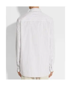 Zegna Centoventimila Striped Cotton Shirt - White/brown