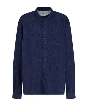 Brunello Cucinelli Band-collar Long-sleeve Shirt
