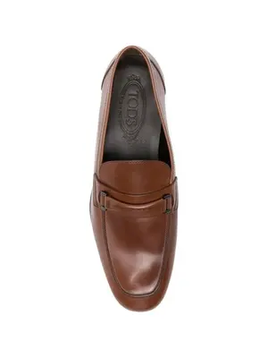 TOD'S Penny Strap Leather Loafers - Brown