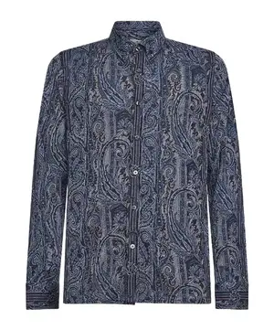 Etro Paisley Printed Stripe Long Sleeve Shirt
