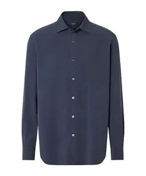 Zegna Long-sleeve Buttoned Shirt - Deep Indigo