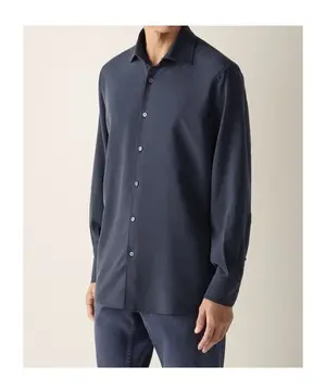 Zegna Long-sleeve Buttoned Shirt - Deep Indigo