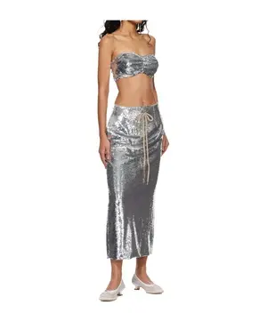 Simone Rocha Sequined Column Skirt - Silver
