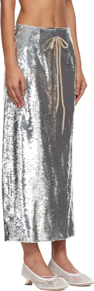 Simone Rocha Sequined Column Skirt - Silver