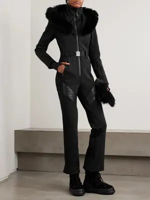 Mackage Hooded Ski Suit With Fur Trim And Wool Accents
