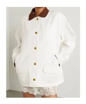DÔEN Pascual Corduroy-trimmed Cotton Jacket - White
