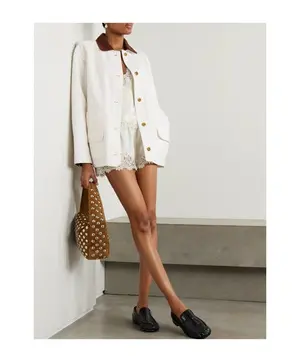 DÔEN Pascual Corduroy-trimmed Cotton Jacket - White