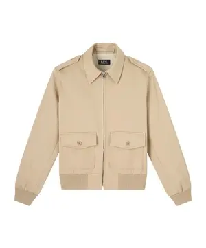 A.p.c. Zip-up Jacket With Buttoned Flap Pockets And Ribbed Trim - Nude