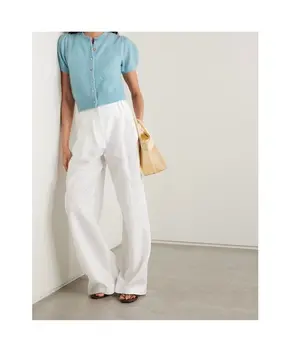 DÔEN Anisa Puff Sleeve Knit Cardigan - Light Blue