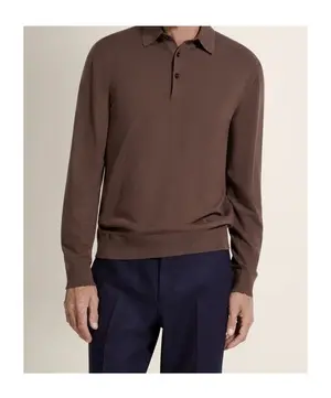 Zegna Long-sleeved Polo Shirt - Brown