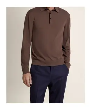 Zegna Long-sleeved Polo Shirt - Brown