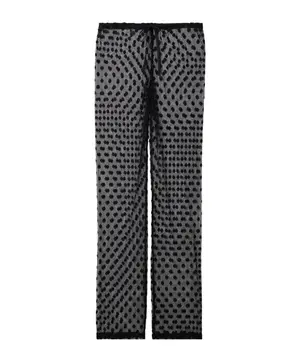 Dries Van Noten Polka Dot Mesh Wide-leg Pants