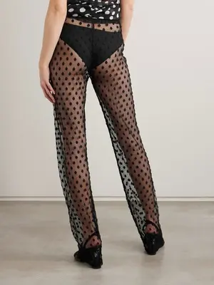 Dries Van Noten Polka Dot Mesh Wide-leg Pants