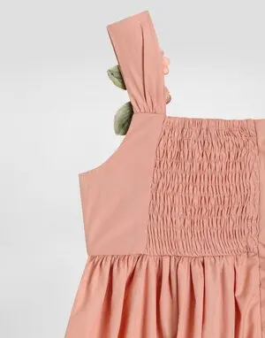 Dolce & Gabbana Sleeveless Poplin Dress With Appliqué And Knot Detail