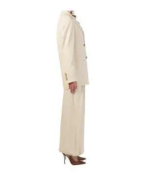Etro Double Breasted Blazer With Paisley Print - Ivory