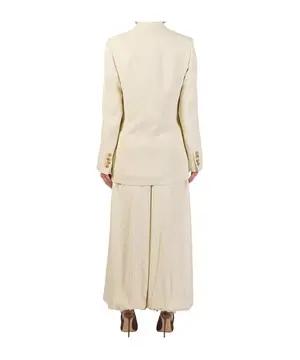 Etro Double Breasted Blazer With Paisley Print - Ivory