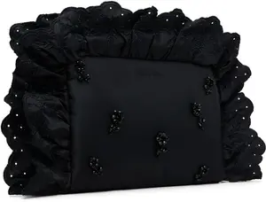 Simone Rocha Beaded Floral Appliqué Pillowcase Clutch - Black