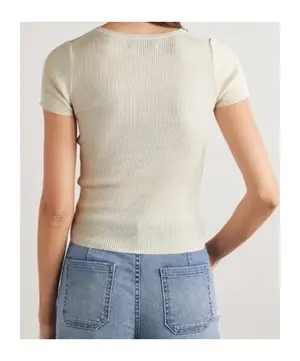 NILI LOTAN Francene Ribbed Short-sleeve Top