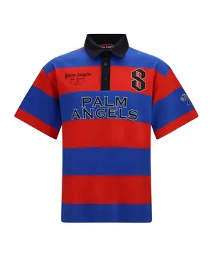 Palm Angels Cb Palm Sport Striped Polo Shirt - Blue