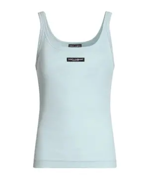Dolce & Gabbana Sleeveless Logo Patch Tank Top - Blue