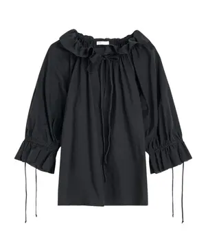 BY MALENE BIRGER Long Sleeve Ruffle Cover-up - Black