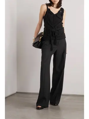Dries Van Noten Cable Knit Vest With Drawstring Detail