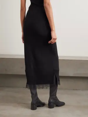 Arch4 Penelope Lace-trimmed Midi Skirt - Black