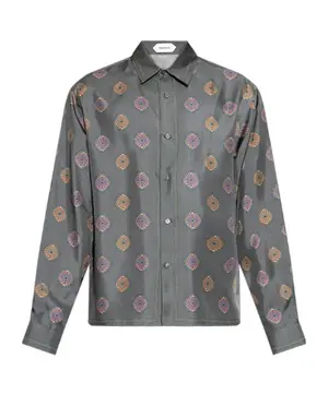 Versace Pattern-printed Twill Regular Shirt - Gray