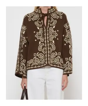Farm Rio Tie-waist Paisley Knit Sweater
