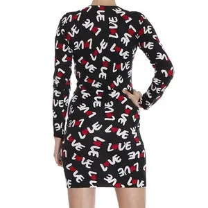 Moschino Love" Print Long Sleeve Dress
