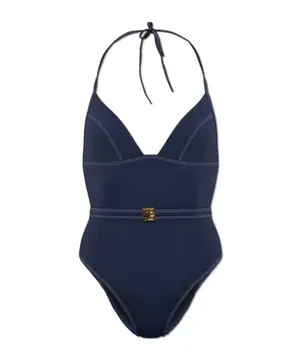 Balmain Halterneck Logo One-piece Beachwear