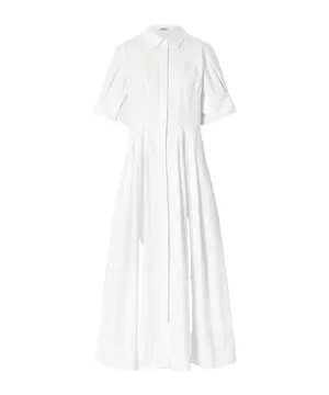 Simkhai Mollie Pleated Cotton-poplin Midi Shirt Dress - White
