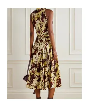Proenza Schouler Adelaide Draped Printed Midi Dress - Brown
