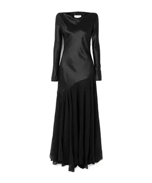 Tove Cordelia Long Sleeve Paneled Maxi Dress - Black