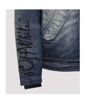Off-White Cherry Embroidered Hooded Denim Jacket