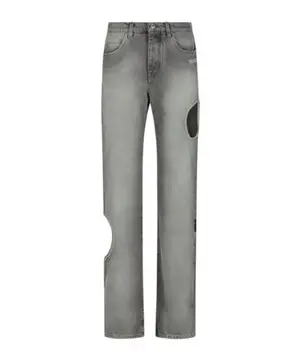Off-White Straight Leg Cut-out Jeans - Grey