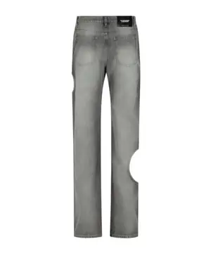 Off-White Straight Leg Cut-out Jeans - Grey