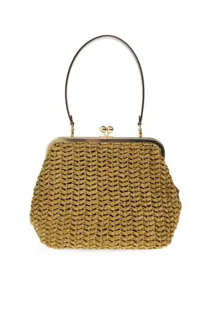 COACH Kisslock Frame Interwoven Tote Bag