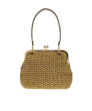 COACH Kisslock Frame Interwoven Tote Bag