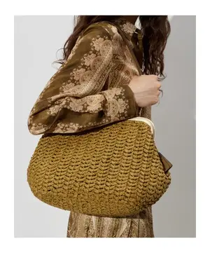 COACH Kisslock Frame Interwoven Tote Bag